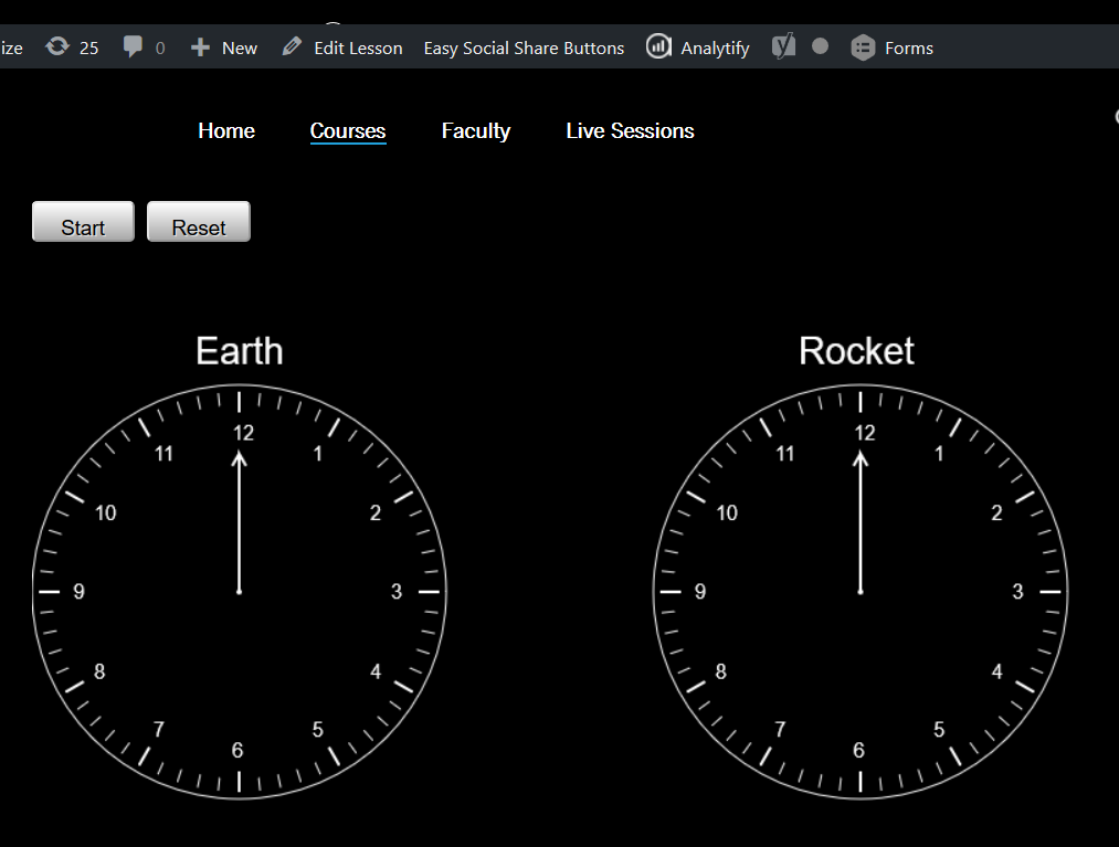 11.2 Time on Earth Clock versus Time on Rocket Clock (with Gamma ...